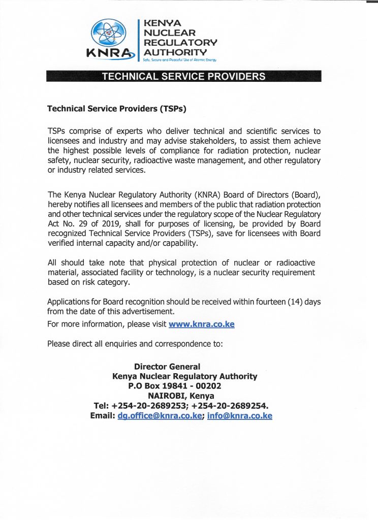 Notice on Qualified Experts and Technical Service Providers – KNRA